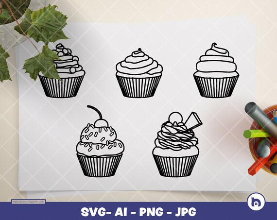 Cupcake Digital PNG Ai SVG JPG Instant Download | Etsy
