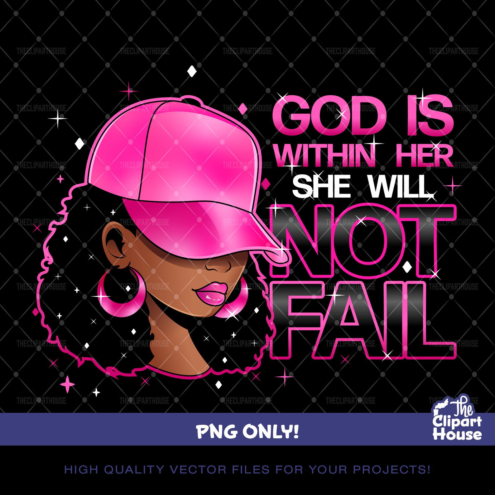 God is Within Her She Will Not Fail Cap, African American Png, Black ...