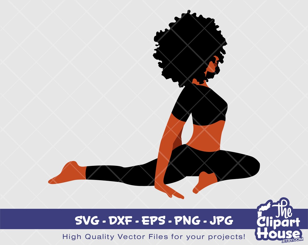 Afro Yoga Pose 25 | Digital SVG - DXF - EPS - Png - Jpg | Instant ...