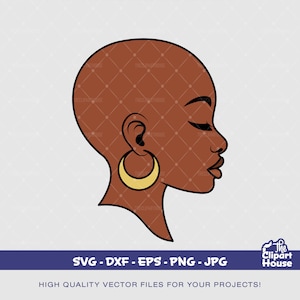 Black Woman Bald, African American Svg, Black Woman Svg, Black Girl Svg ...