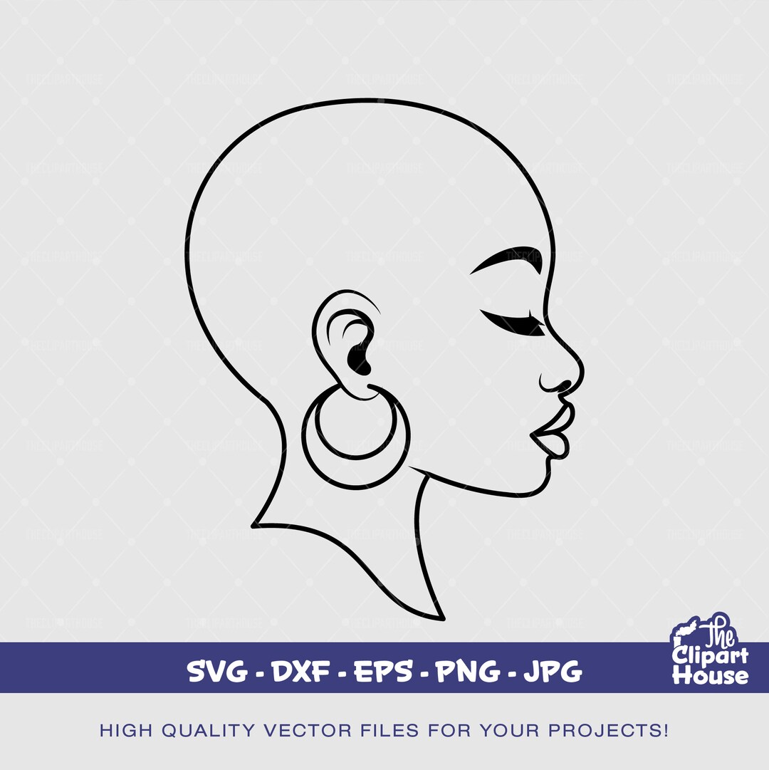 Black Woman Bald Silhouette, African American Svg, Black Woman Svg ...