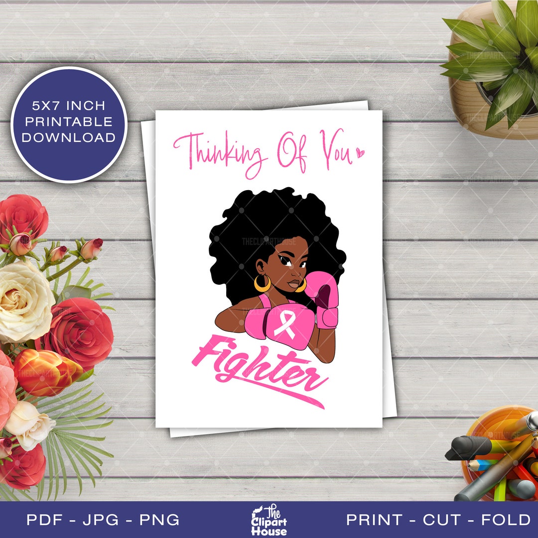 Thinking of You Fighter Printable Card, Cancer Research, Cancer Ribbon ...