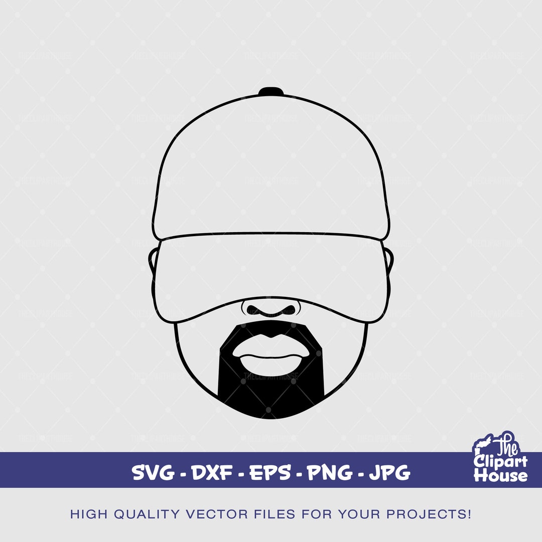 Black Man Goatee Cap Outline, African American Svg, Black Man Svg ...