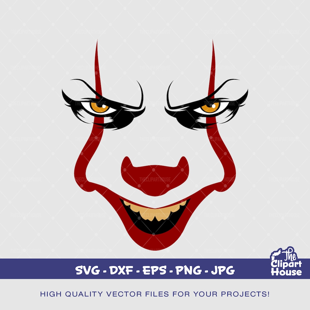 Pennywise Face, Halloween Ghost Svg, Halloween Vector, Pennywise Svg ...