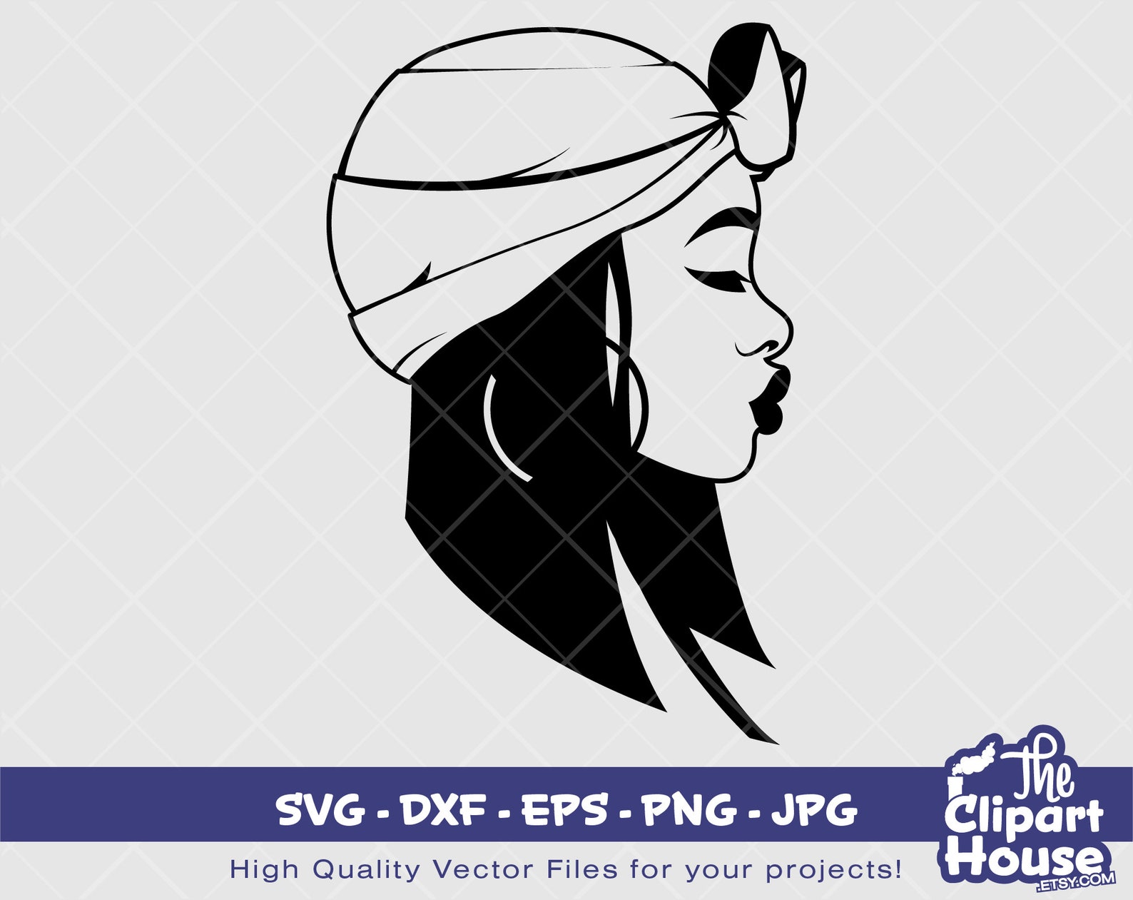 Bandana Woman Silhouette Digital SVG DXF EPS Png Jpg | Etsy