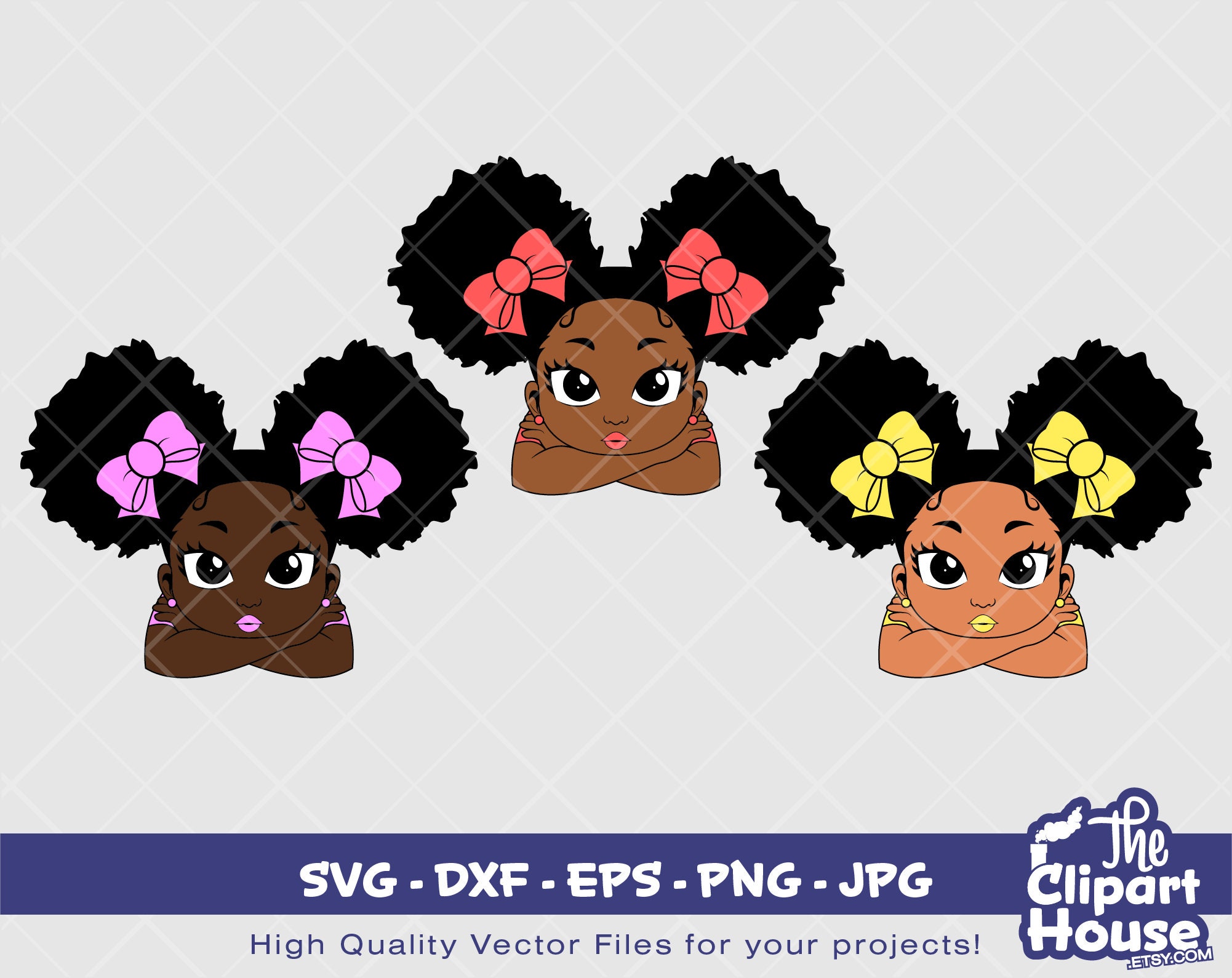 Girl Double Afro Puff Lean | Digital SVG - DXF - EPS - Png - Jpg ...