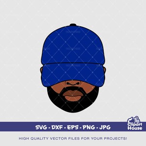 Black Man Cap 2, African American Svg, Black Man Svg, Bearded Man Svg ...
