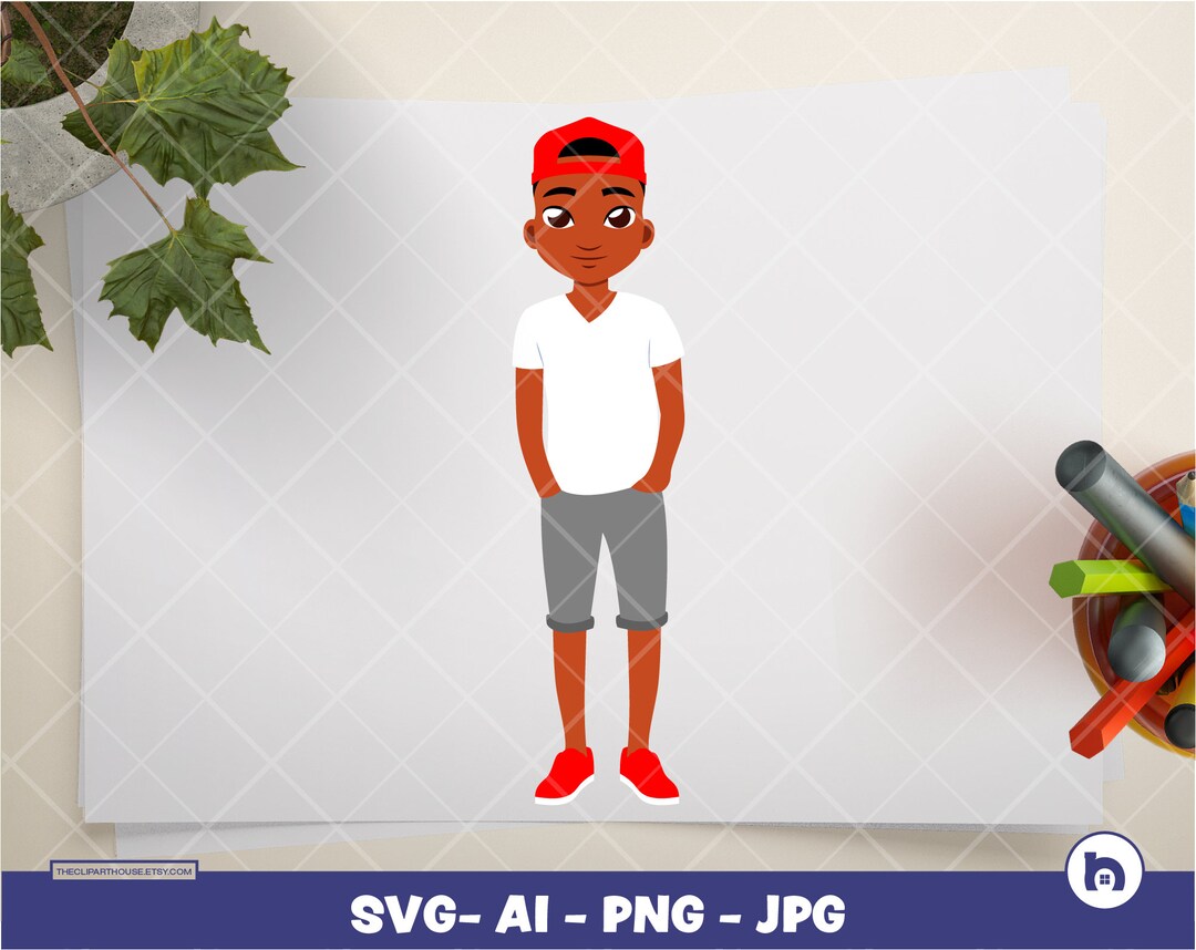Black Teen Boy Summer | Digital PNG - Ai - SVG - JPG | Instant Download ...