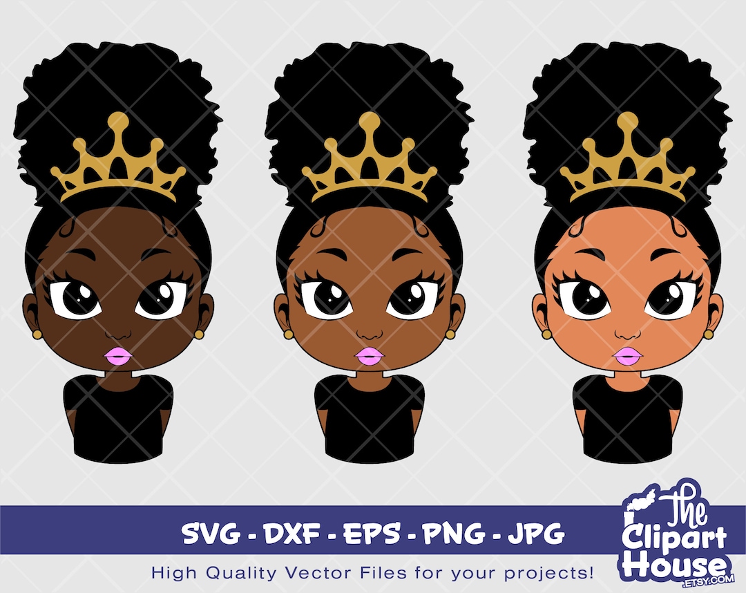 Girl Afro Puff Princess | Digital SVG - DXF - EPS - Png - Jpg | Instant ...