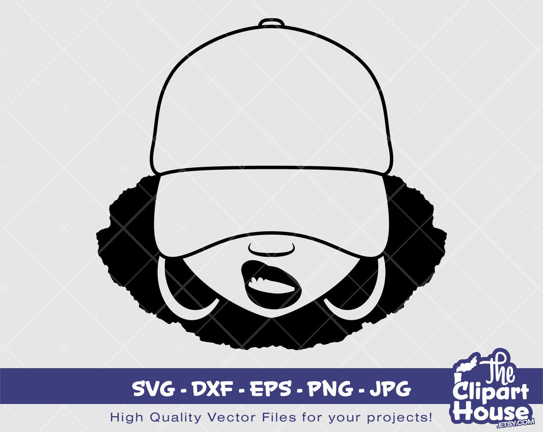 Afro Smirk Cap Silhouette | Digital SVG - DXF - EPS - Png - Jpg ...