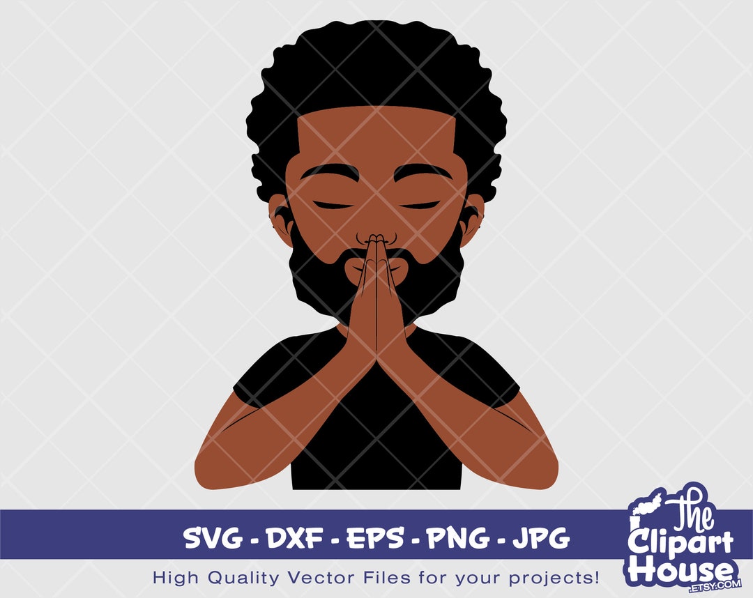 Praying Black Man | Digital SVG - DXF - EPS - Png - Jpg | Instant ...