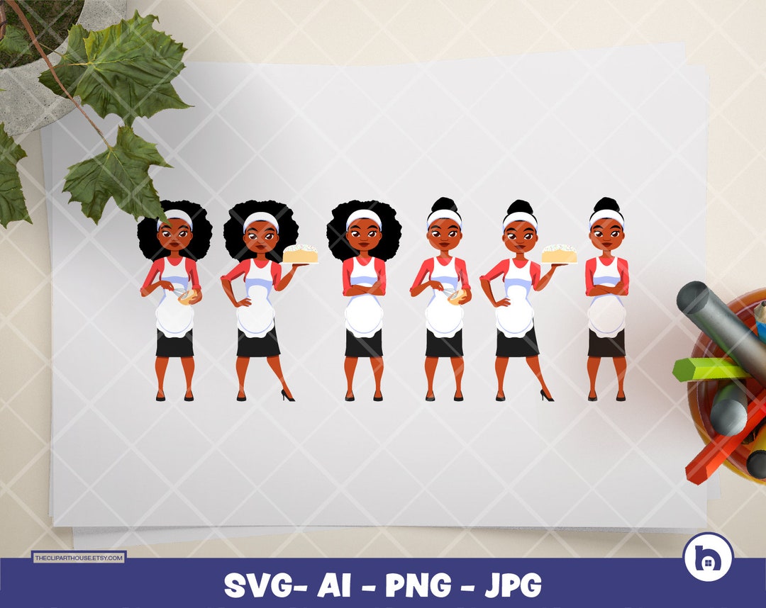 Afro Baker | Digital PNG - Ai - SVG - JPG | Instant Download, Afro Chef ...
