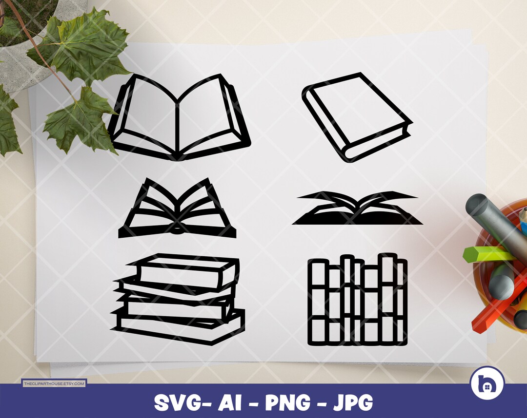 Books | Digital PNG - Ai - SVG - JPG | Instant Download | Open Book ...