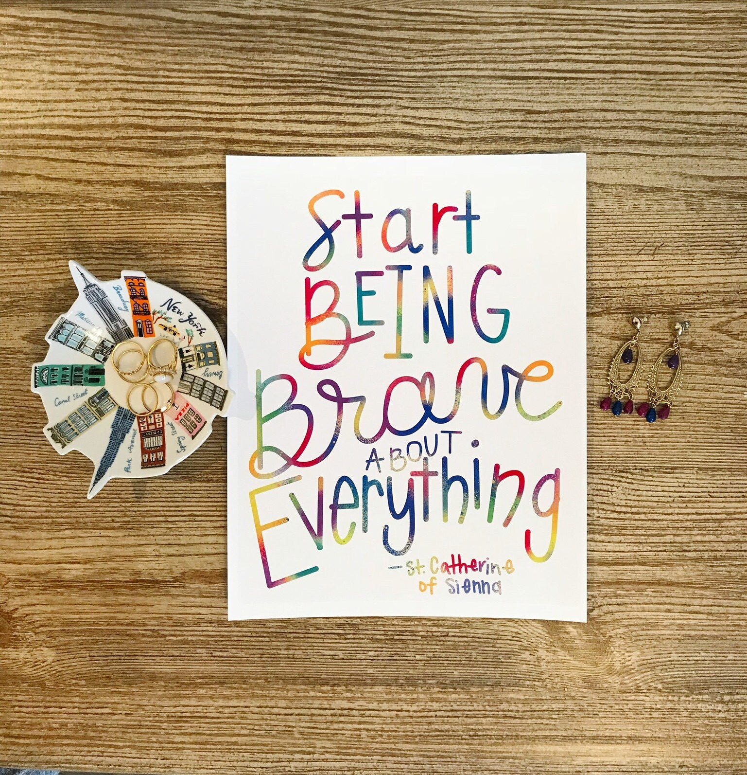 Start Being Brave About Everything Print Colorful Quote - Etsy