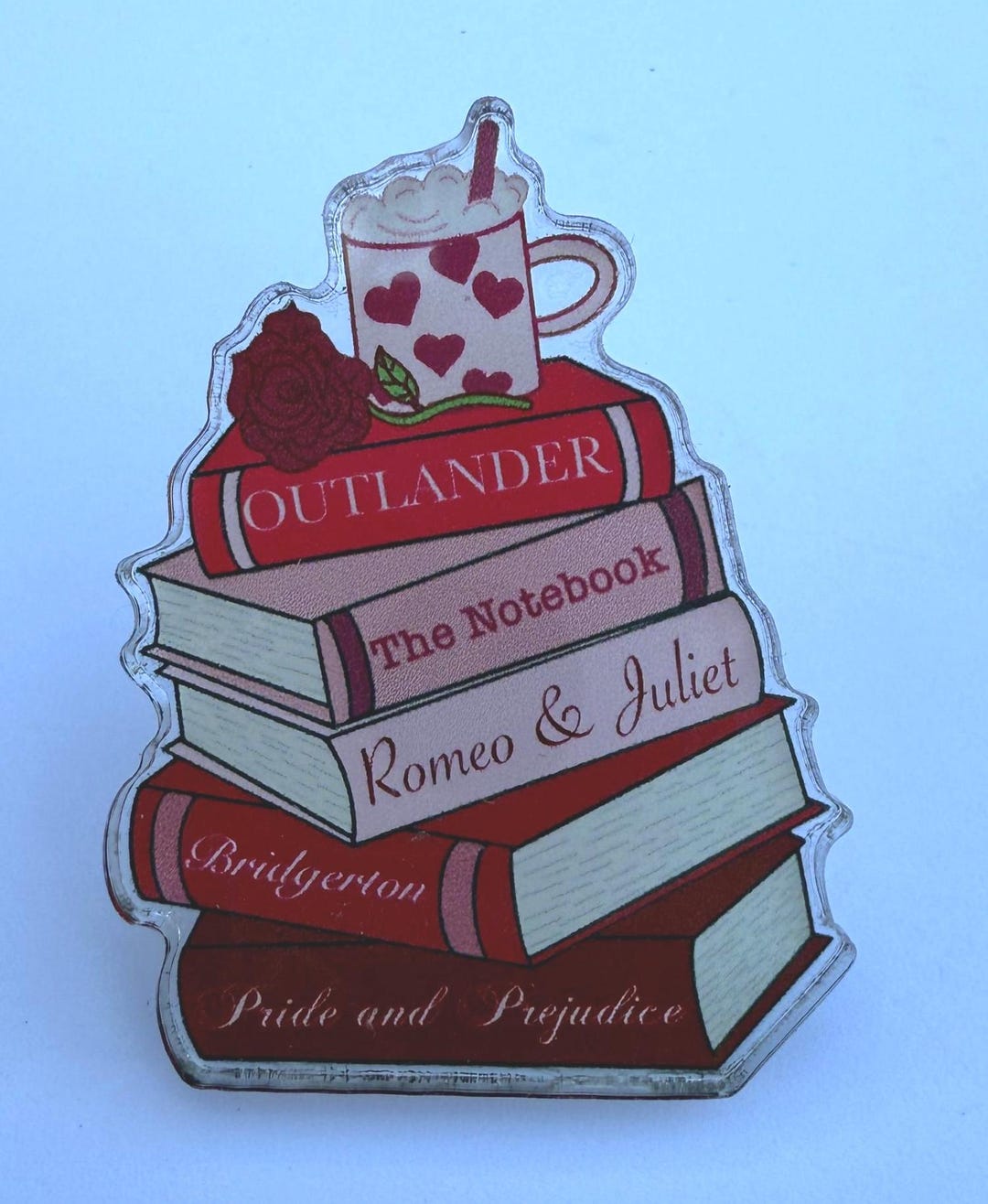 Romance Book Stack Acrylic Pin | Love Classics| Pride & Prejudice ...