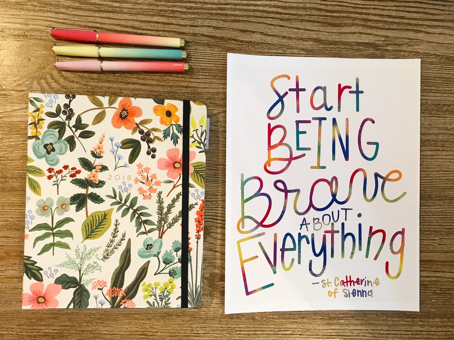 Start Being Brave About Everything Print Colorful Quote - Etsy