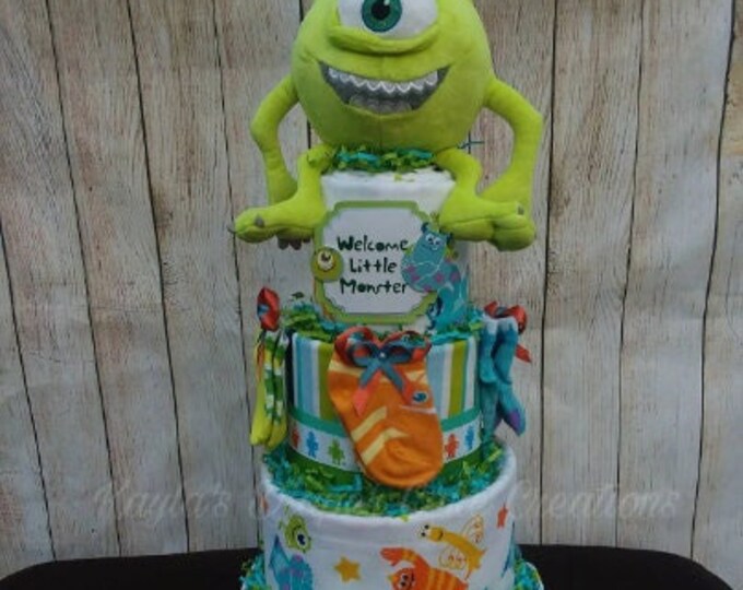 Monster's Inc Diaper Cake, Monster's Inc Baby Shower, Baby Shower Gift ...