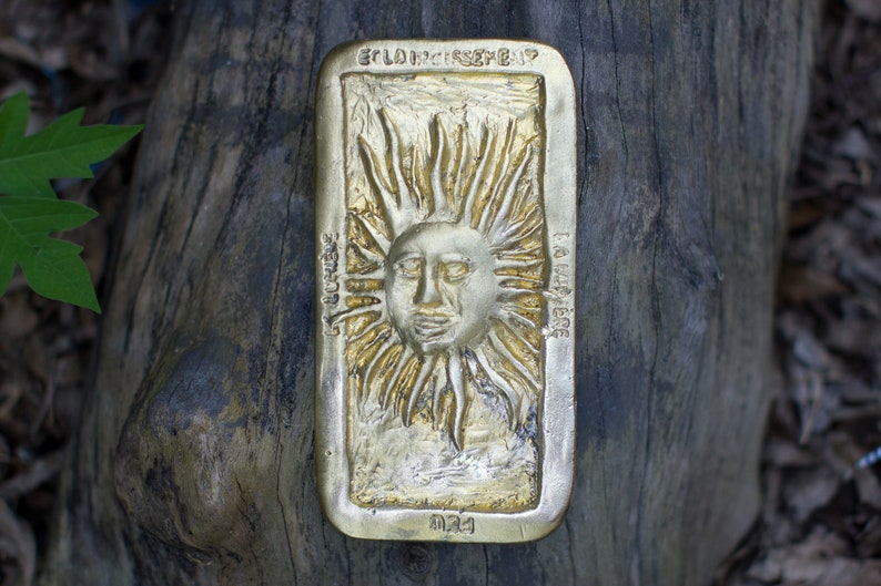 Sun Tarot Card, BRASS TABLET, Cast Metal Etteilla, Book of Thoth - Etsy