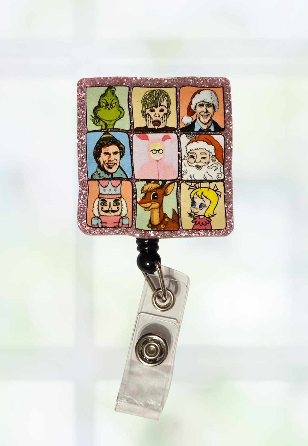 Grinch Clark Ralphie Buddy the Elf Santa Kevin Badge Reel - Etsy