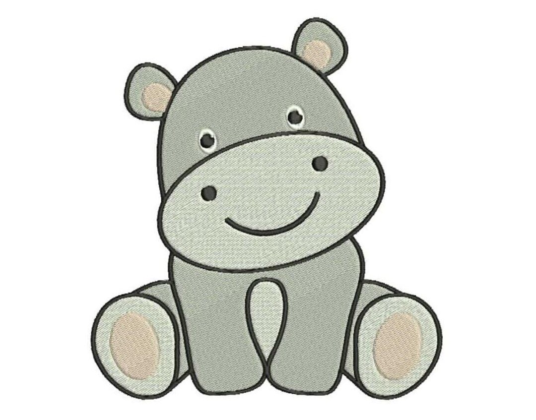 Little Hippo Embroidery Design - 4 Sizes and 9 Formats - Etsy