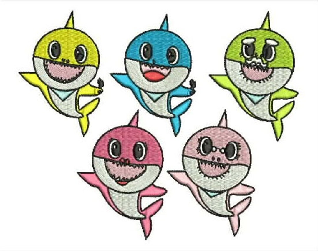 Family Shark Embroidery Design - 4 Sizes and 8 Shapes - Etsy