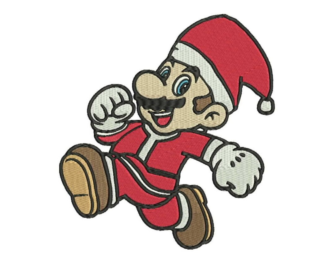 Super Mario Christmas Embroidery Design - 4 Sizes and 8 Shapes - Etsy