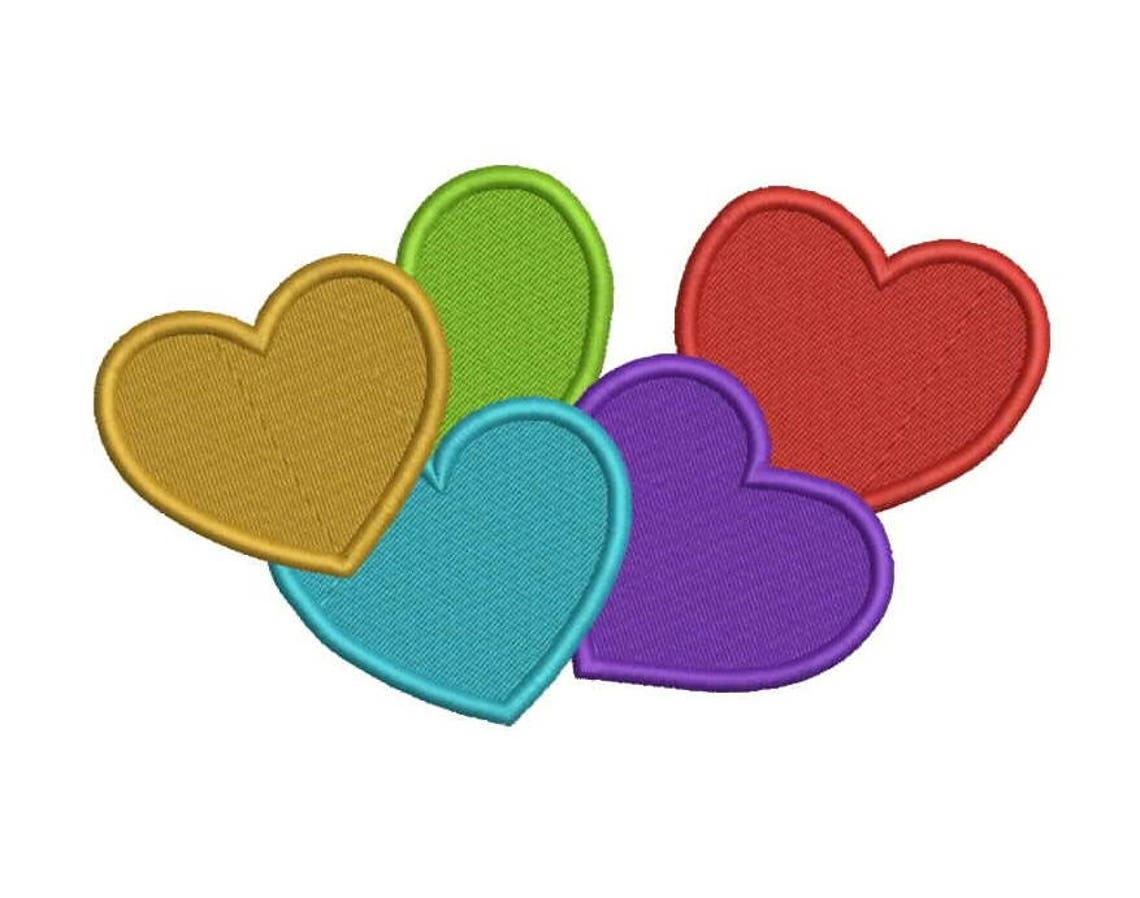 Hearts Embroidery Design 4 sizes and 6 formats | Etsy
