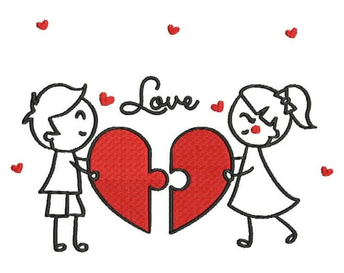 Couple Love Embroidery Design - 4 Sizes and 9 Shapes - Etsy