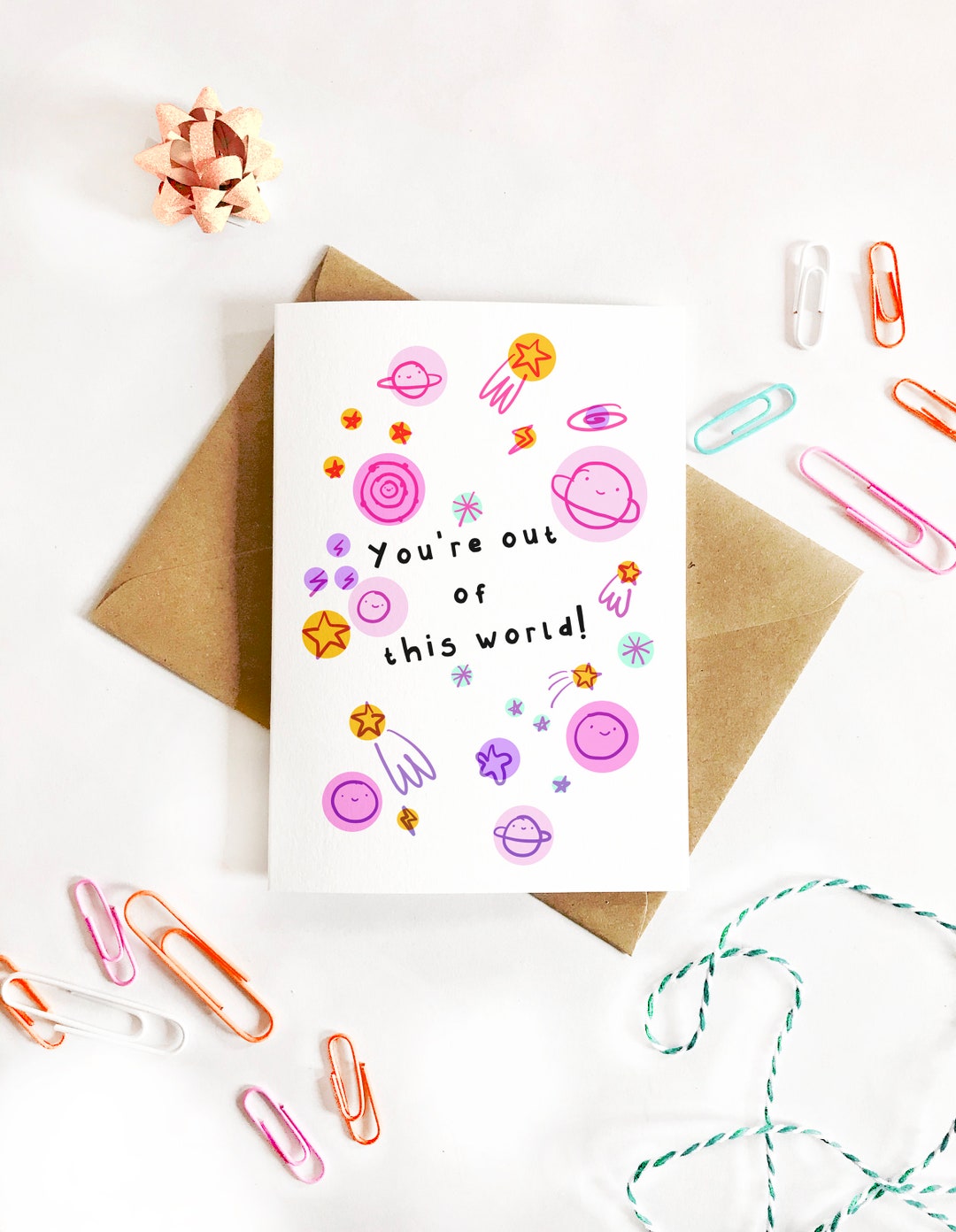 Cute Greeting Card, Space Birthday Card, Happy Mail, Kawaii Stationary ...