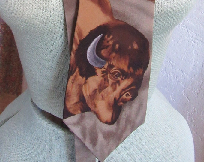 1990s American Bison Tie, Vintage 90s Bison Buffalo Tie, World Wildlife ...