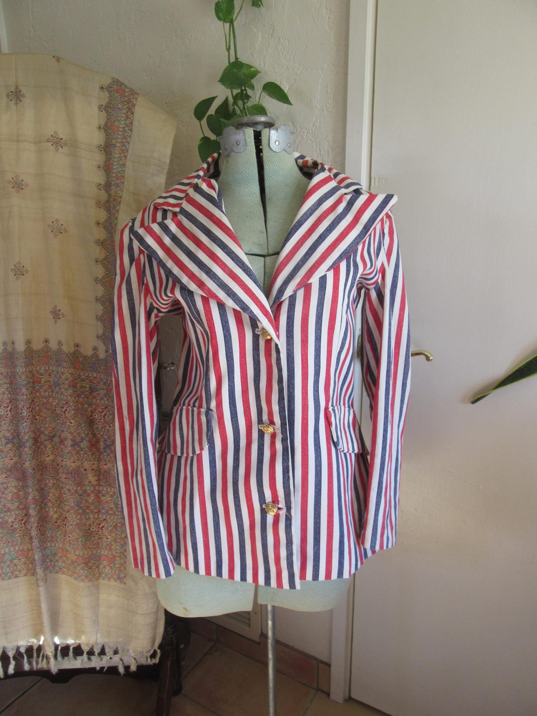1970s Handmade Striped Uncle Sam Jacket, Patriotic Vintage Jacket ...