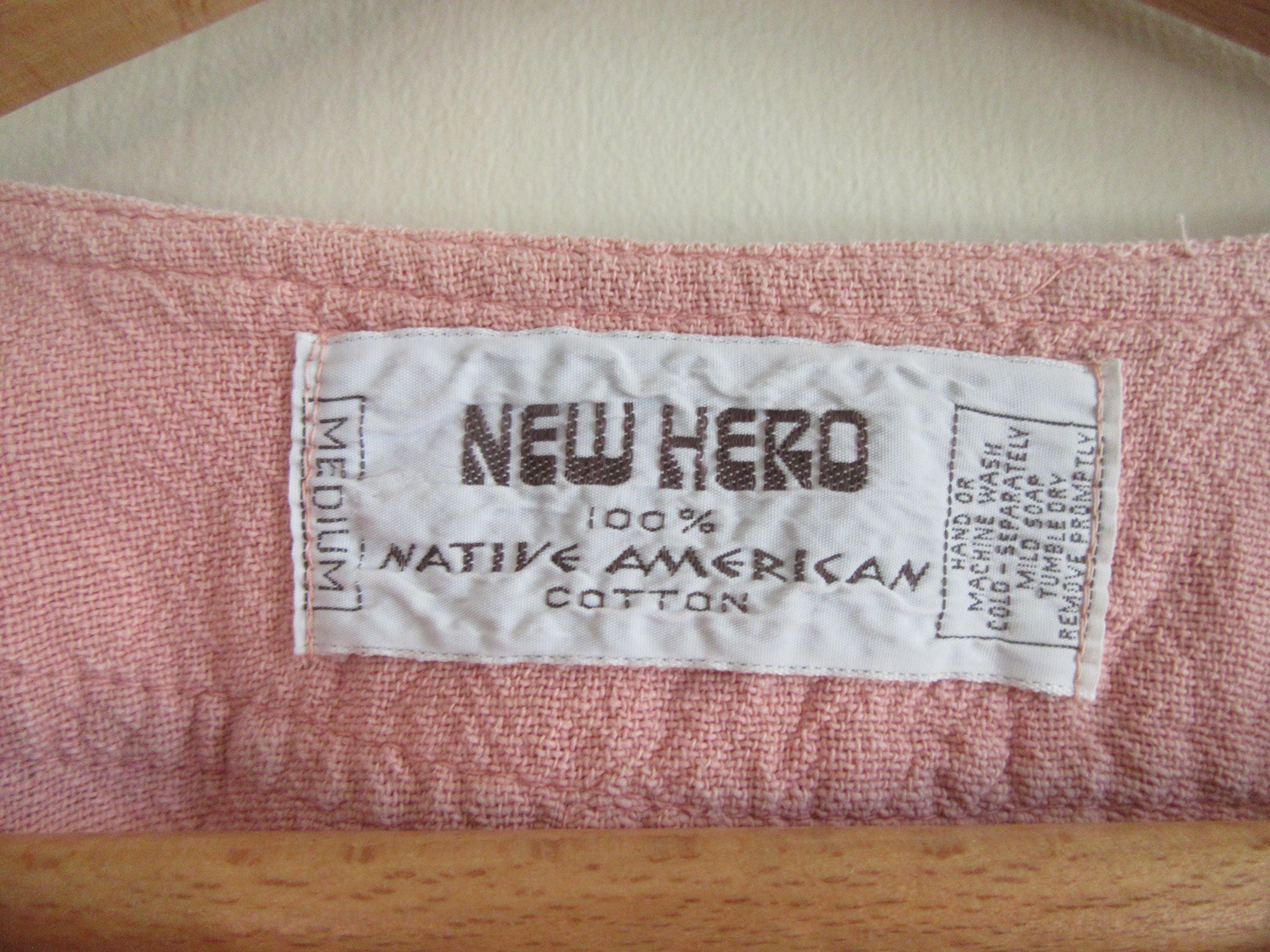 1980s New Hero Native American Cotton Tunic, Dusty Rose Cotton Tunic, V ...