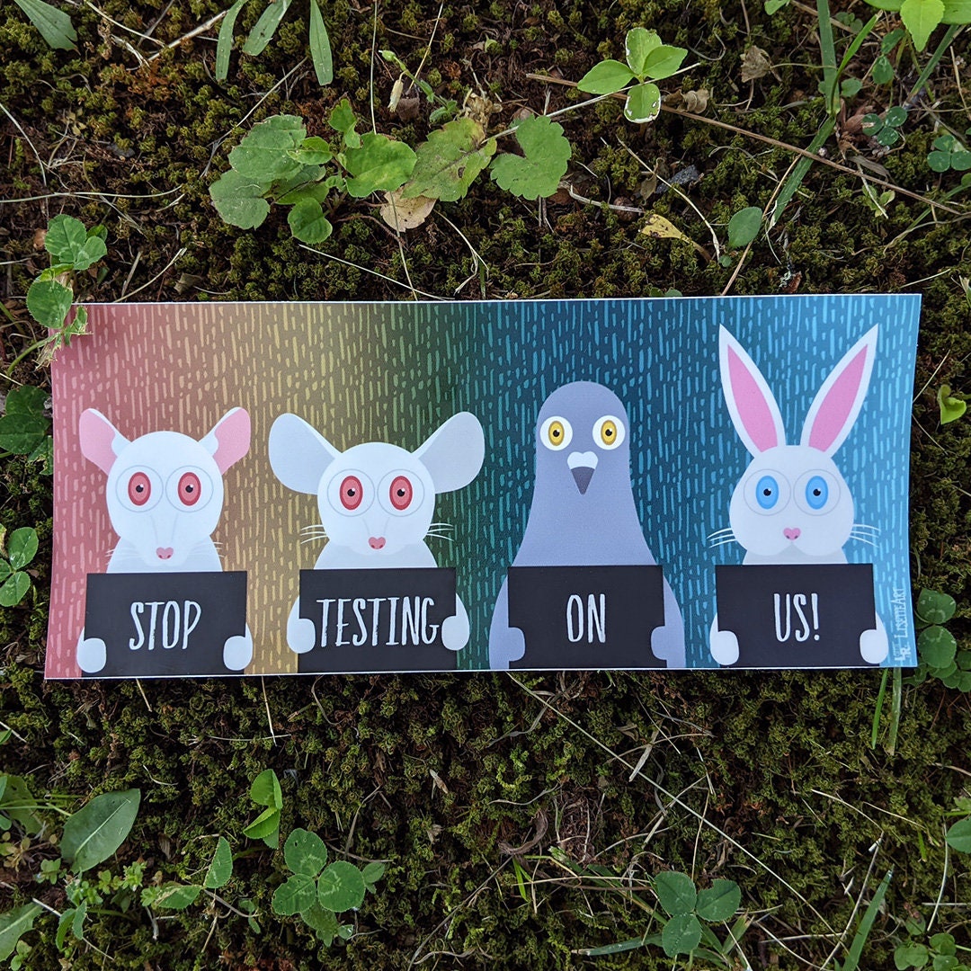 Stop Animal Testing Bumper Sticker - Vegan Stickers - Vinyl Sticker - Etsy
