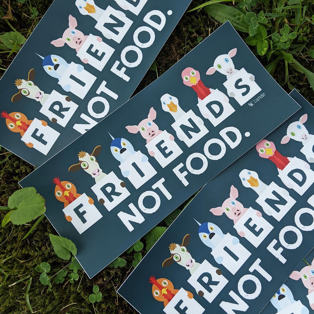 Friends Not Food Vegan Bumper Sticker Vegan for the - Etsy