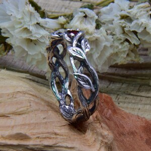 Mens Braided Wedding Ring With Tree Branch Band and Leaf Design, Unique ...