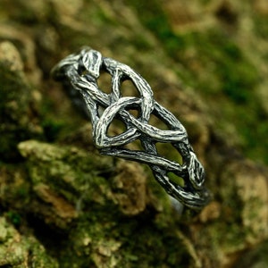 Fantasy Braided Tree Engagement Ring With Knot Twig Leaf, Unusual Women ...
