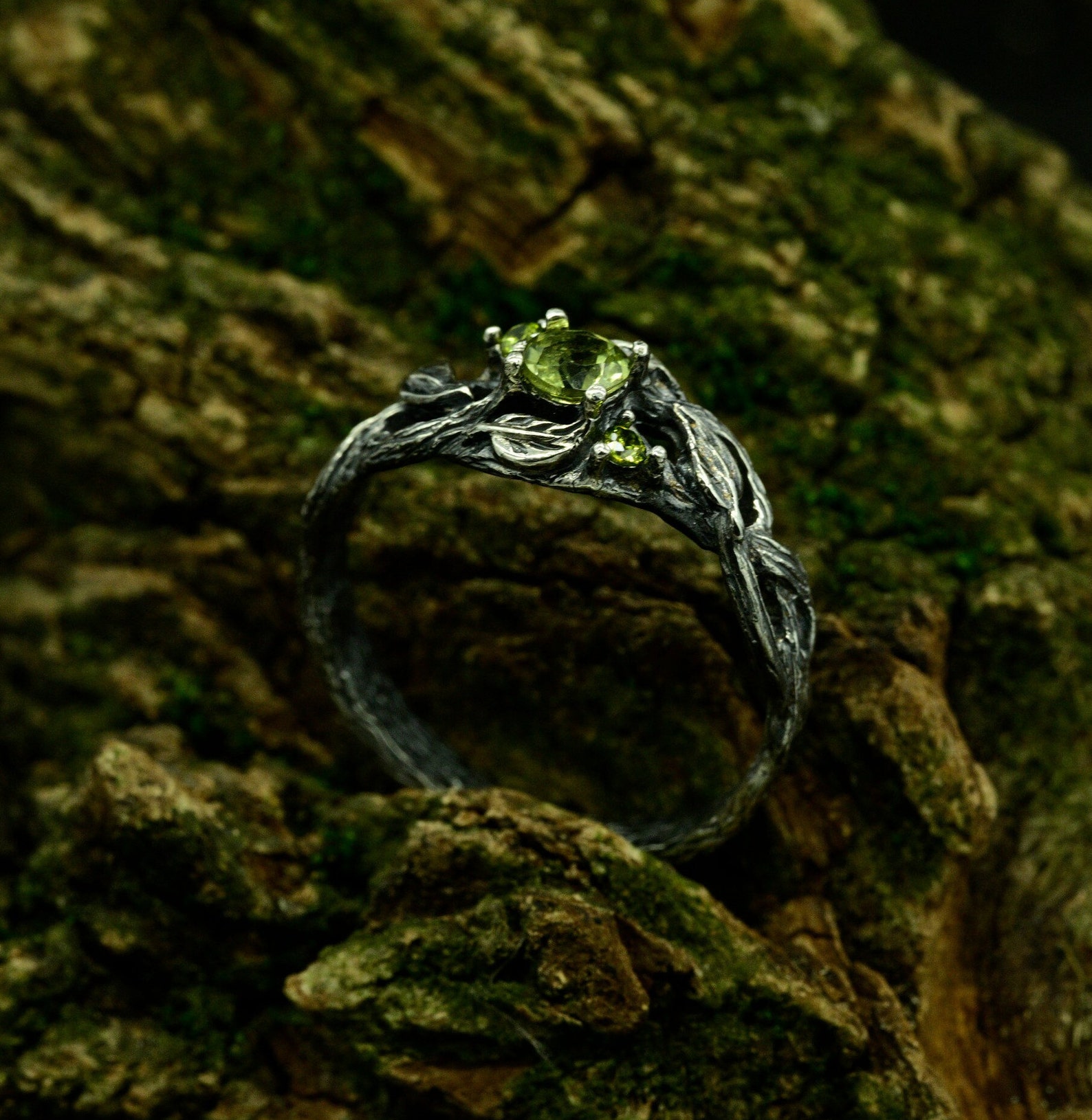 Ethereal Fairy Witchy Wedding Band, Braided Olive Branch Band Silver ...