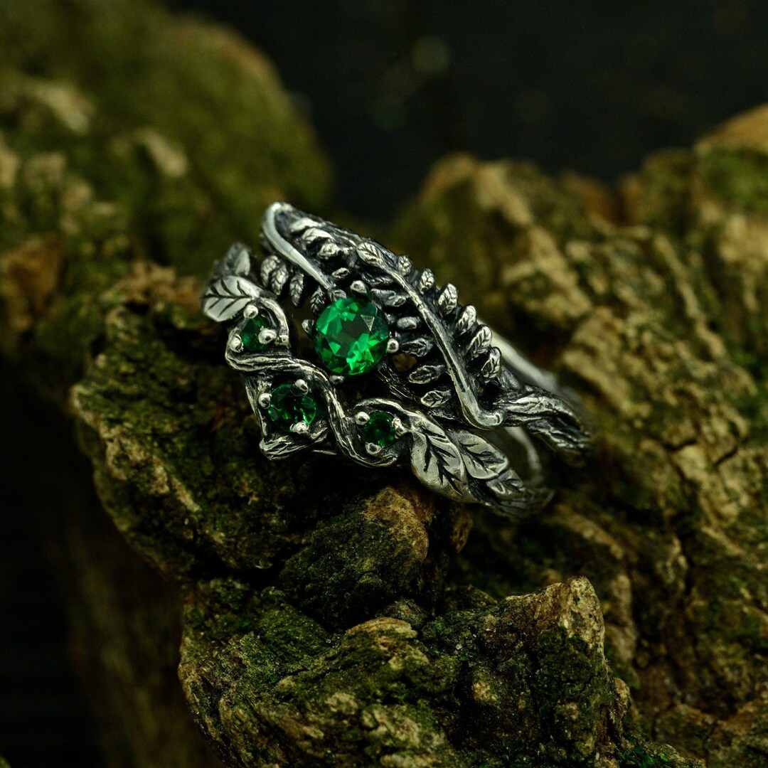 Unique Tree Branch Ring Set, Nature Engagement Ring Set, Fantasy ...