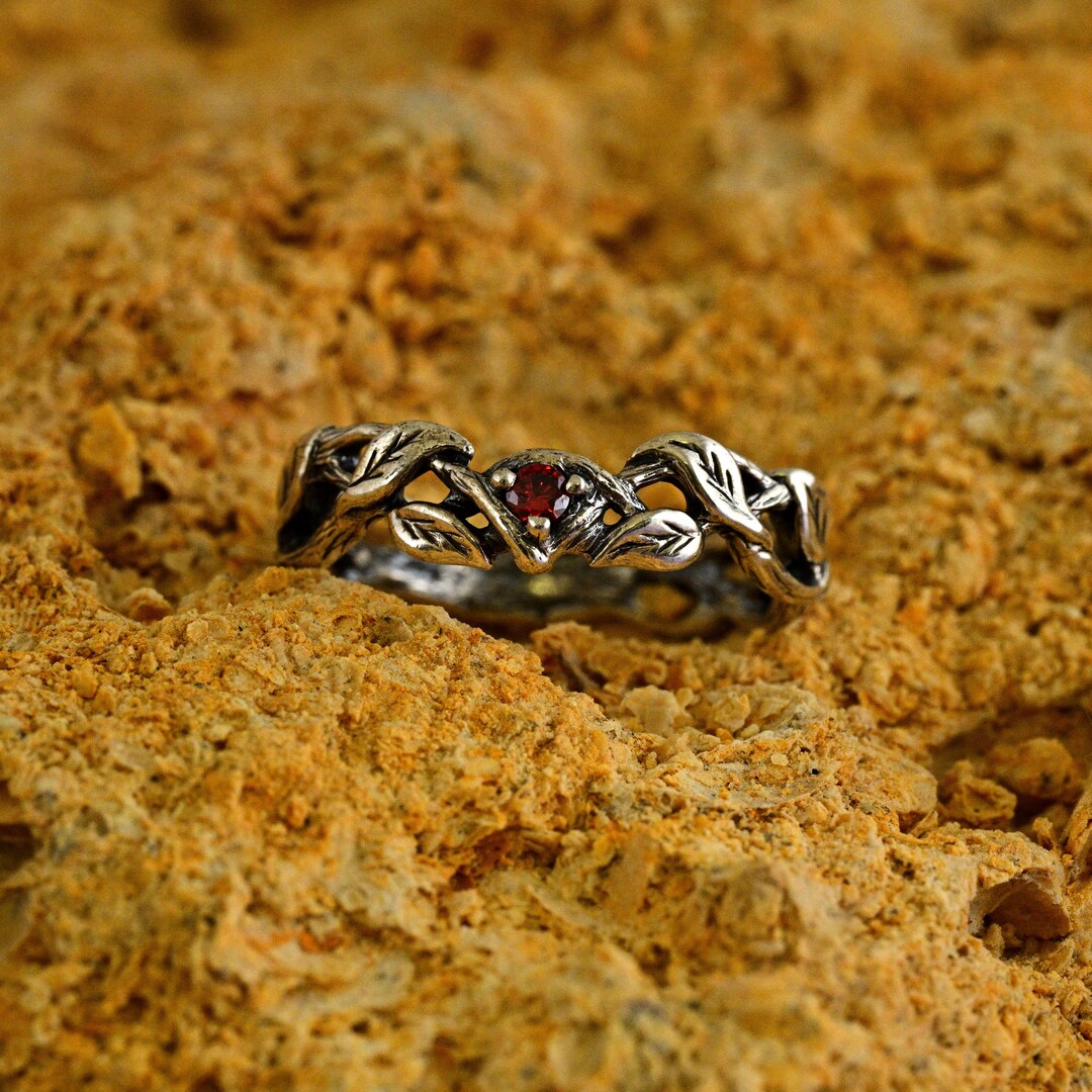 Mens Braided Wedding Ring With Tree Branch Band and Leaf Design, Unique ...