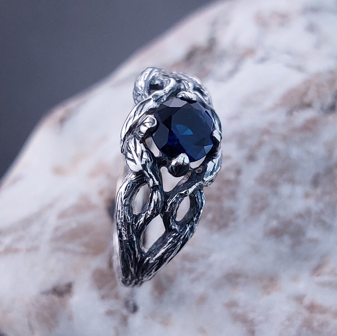 Sapphire Twig Engagement Ring, Tree Womens Ring, Unique Branch ...