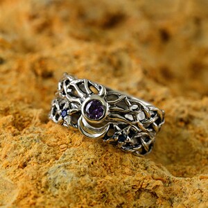 Ethereal Fantasy Wedding Rings Set for Women, Elven Bridal Set ...