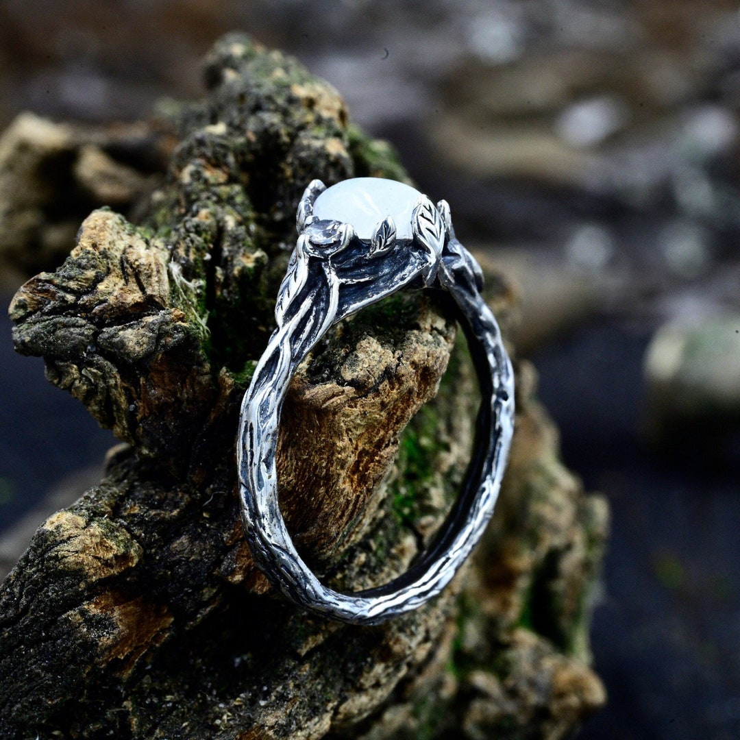 Moonstone Witch Engagement Ring, Dark Fairy Inspired Moonstone Ring ...