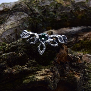 Enchant Silver Fairy Engagement Ring, Womens Emerald Nature Wedding ...