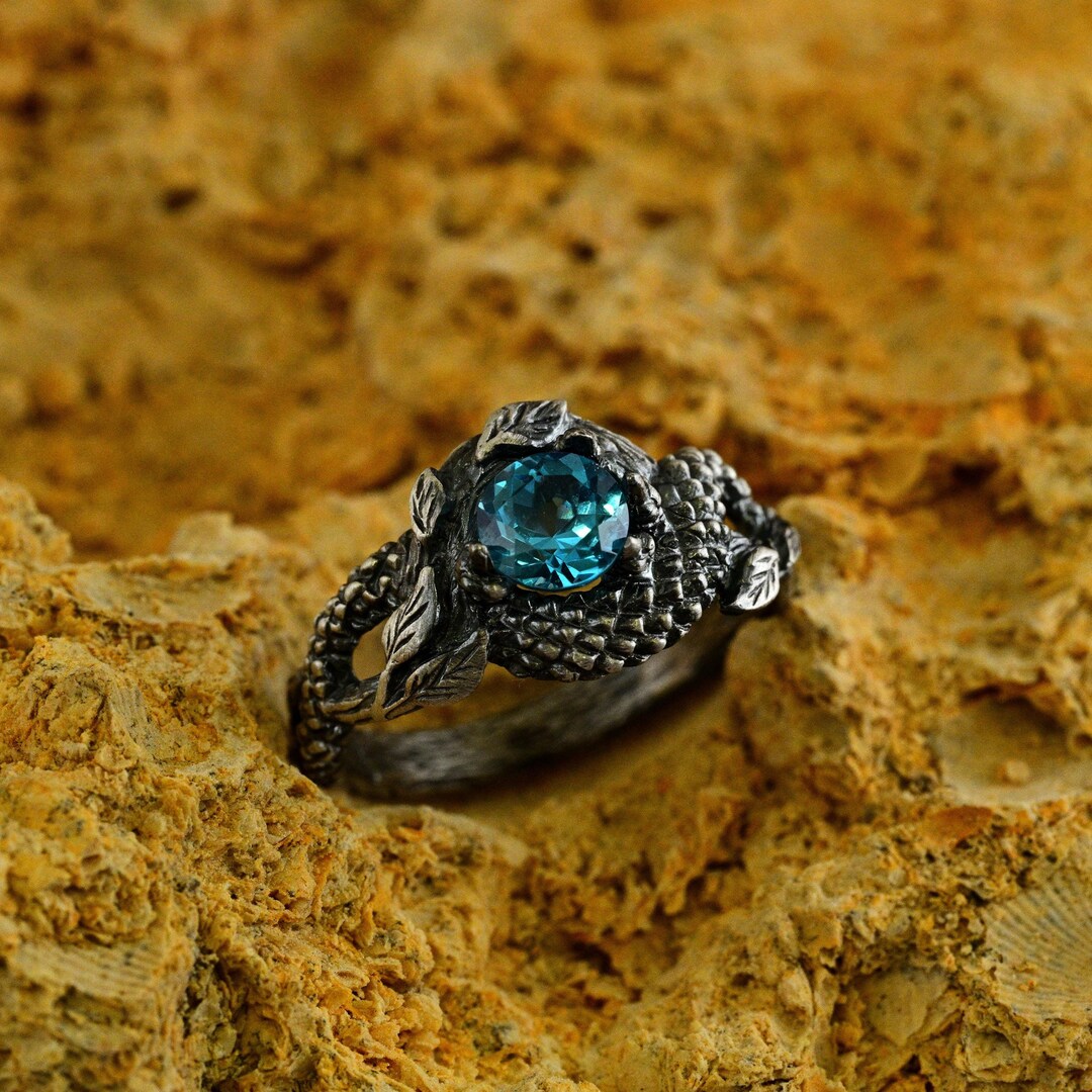 Silver Fairytale Dragon Ring for Women, Fantasy Men Dragon Wedding Ring ...