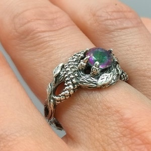 Mystical Dragon Claw Fantasy Wedding Ring in Silver, Simple Woodland ...