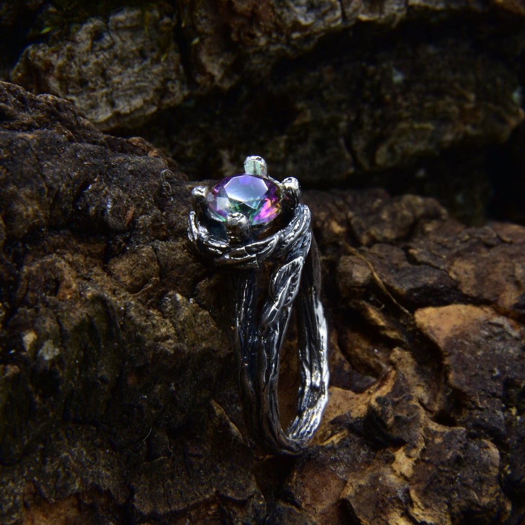 Whimsical Fantasy Fairy Wedding Ring, Filigree Floral Engagement Ring ...