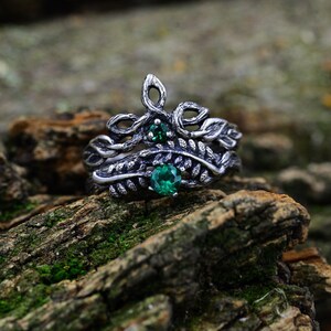 Ethereal Fantasy Wedding Rings Set for Women, Elven Bridal Set ...