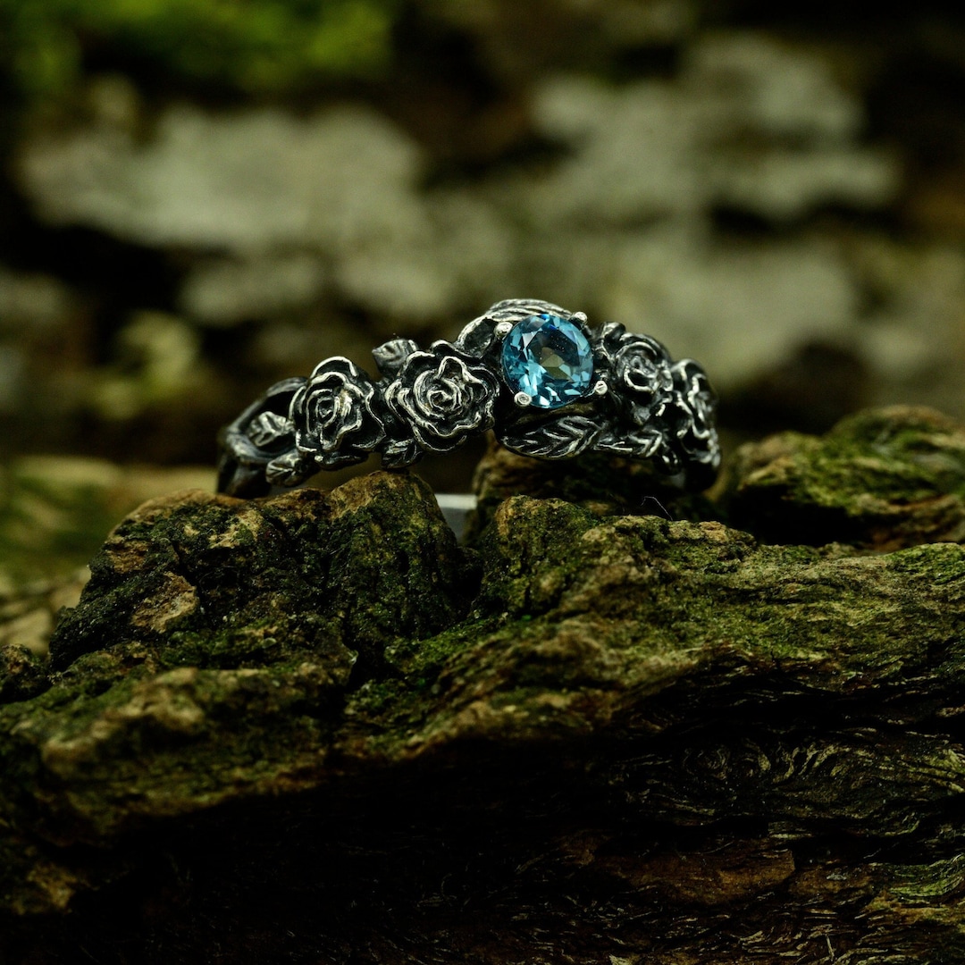 Unique Fantasy Fairy Engagement Ring in Silver With Twig and Flower ...