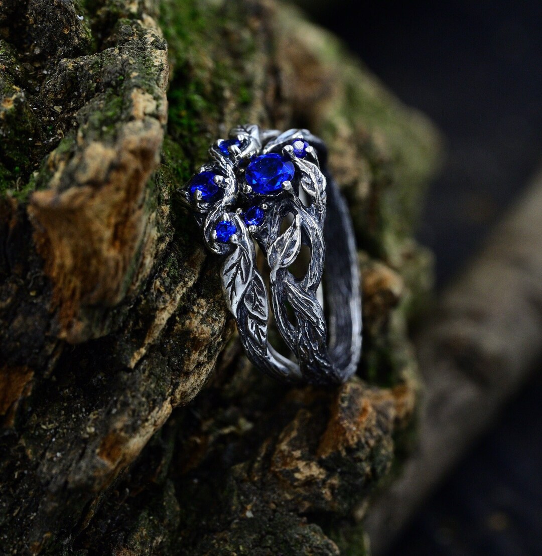 Unique Tree Branch Ring Set, Nature Engagement Ring Set, Fantasy ...