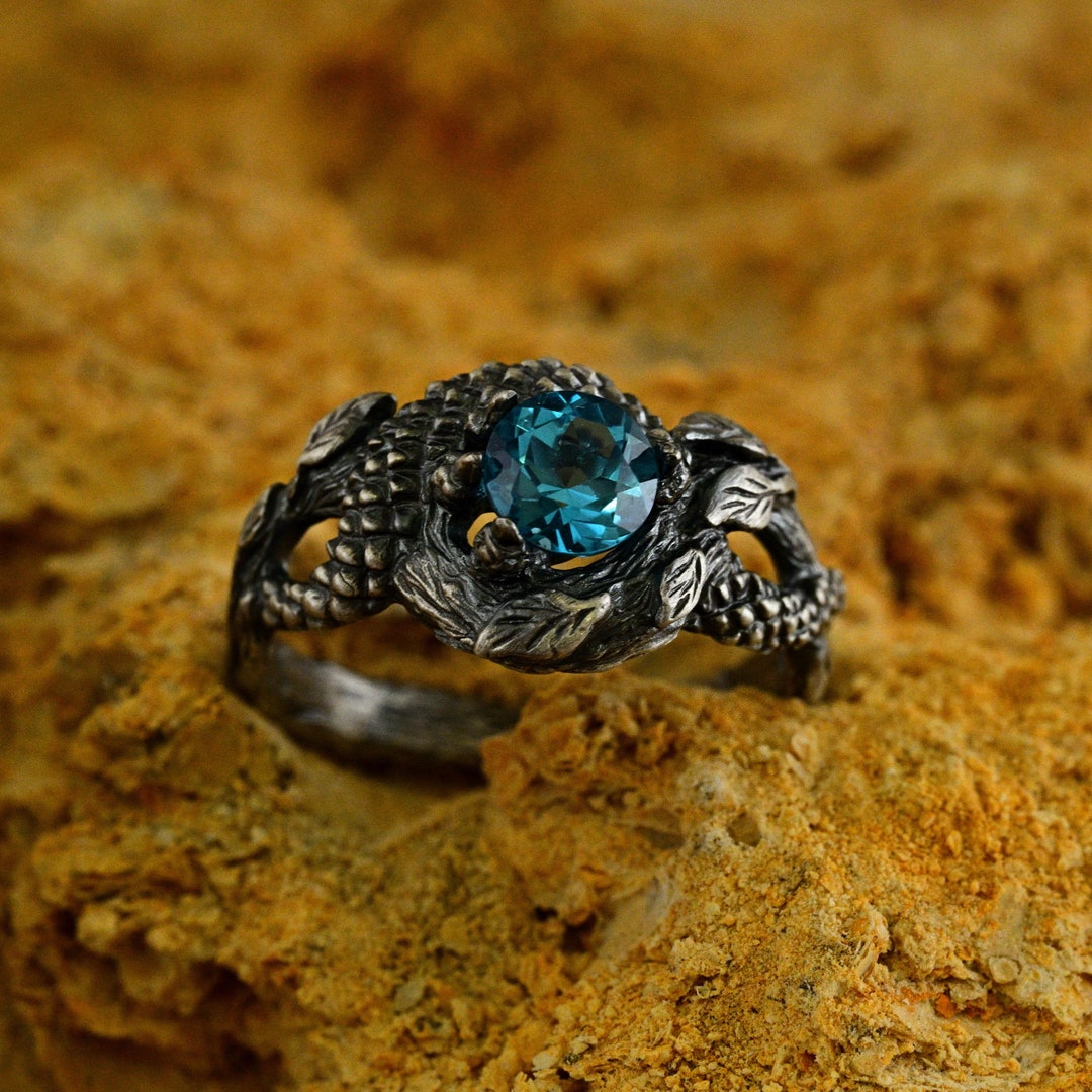 Fantasy Wedding Band for Men With Aquamarine, Mens Celtic Promise Ring ...